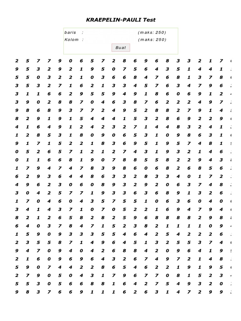 Psikotest Kraepelin Pauli | PDF