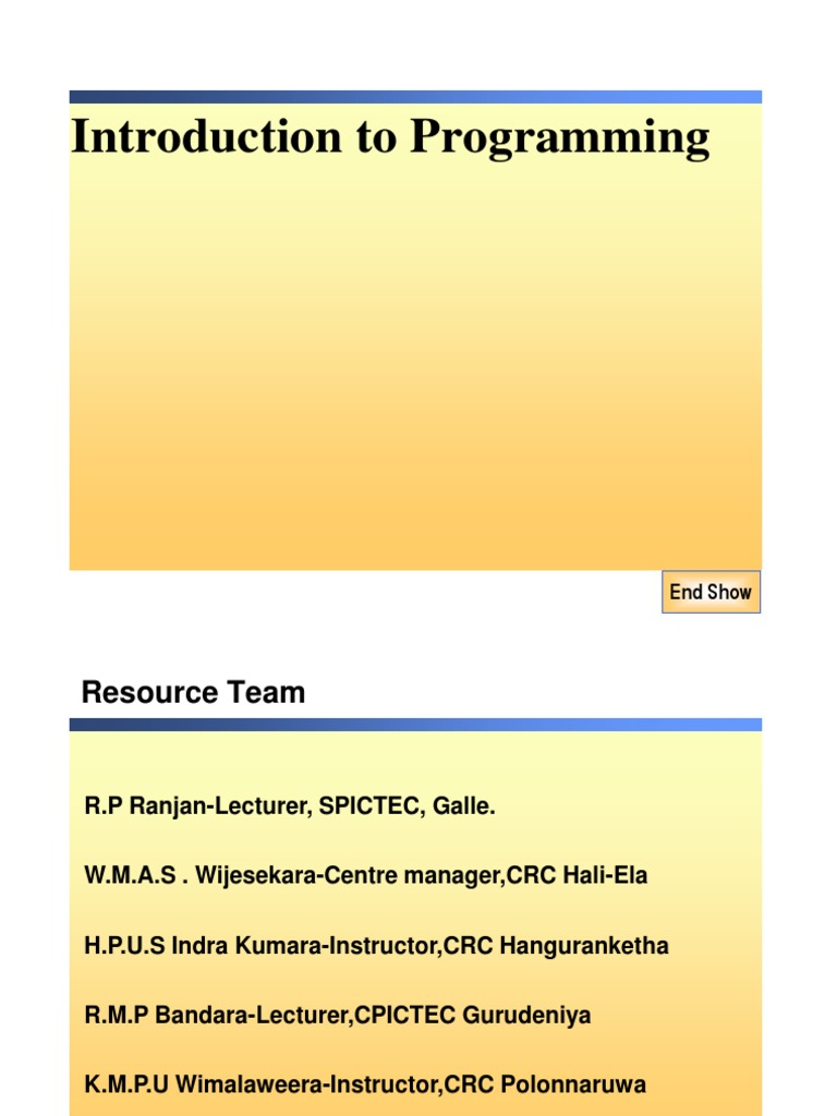 Introduction To Programming | PDF | Assembly Language | Computer Program