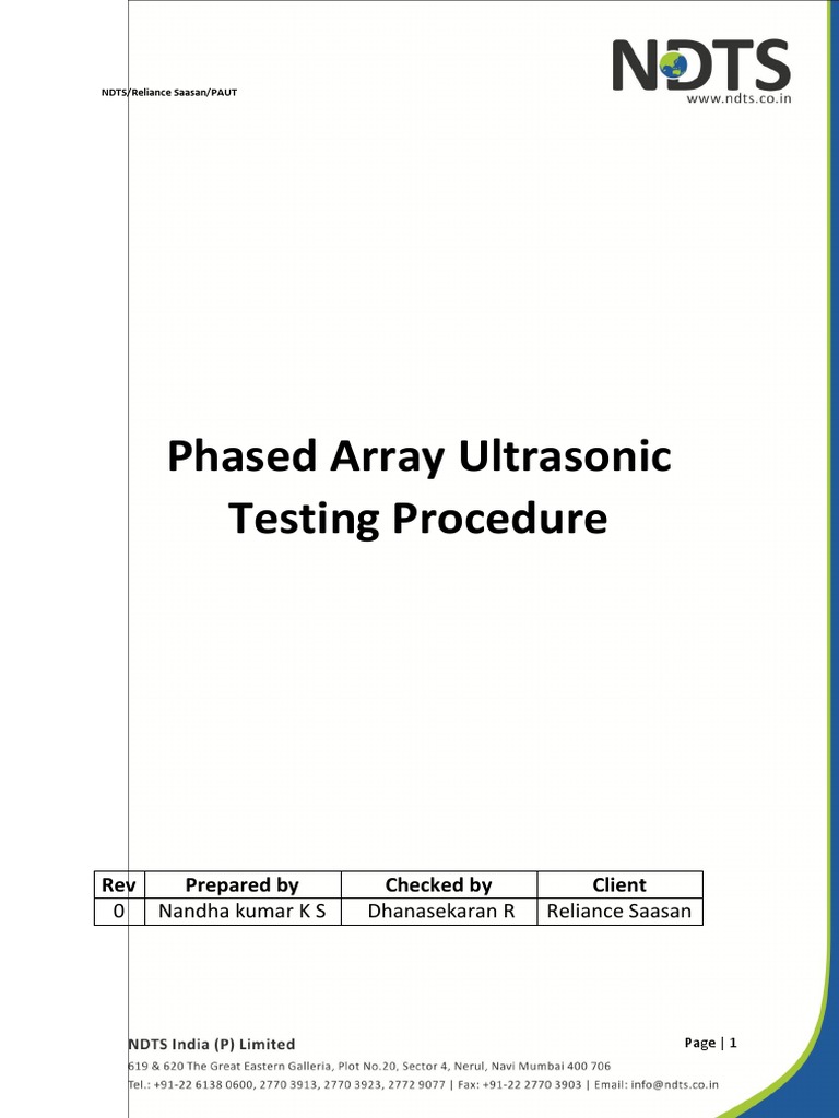 PAUT Model Procedure PDF | PDF | Nondestructive Testing | Calibration