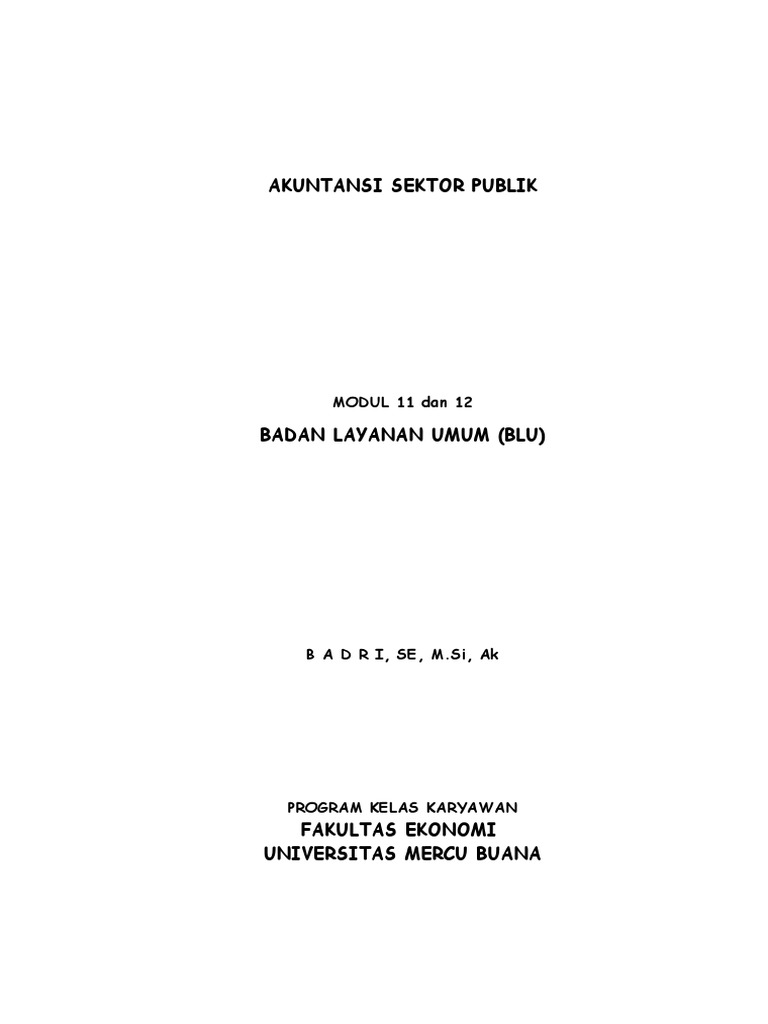 Akutansi Sektor Publik Modul BLUD | PDF