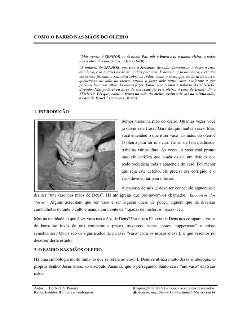Como O Barro Nas Maos Do Oleiro Pdf Santo Deus