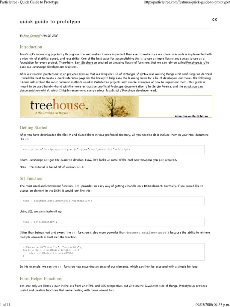 Quick Guide To Prototype | PDF | Java Script | Html Element