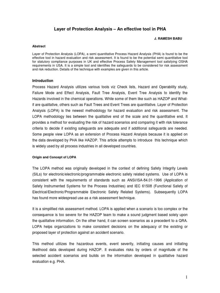 Layer of Protection Analysis Overview | PDF | Risk | Prevention