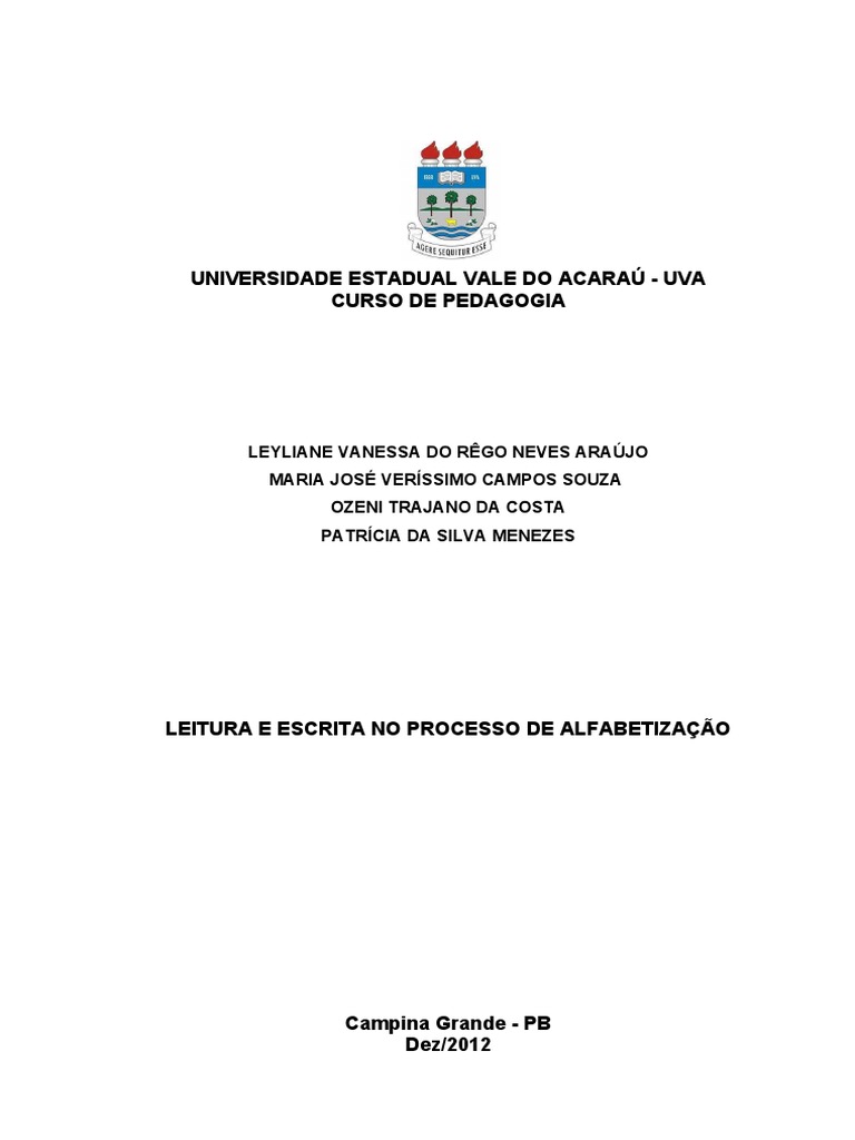 TCC - Pronto | PDF | Alfabetização | Alfabeto
