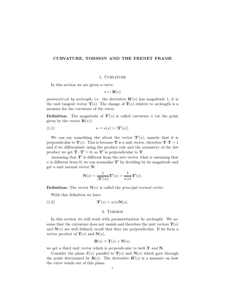 serret-Frenet formulas | Curvature | Analytic Geometry