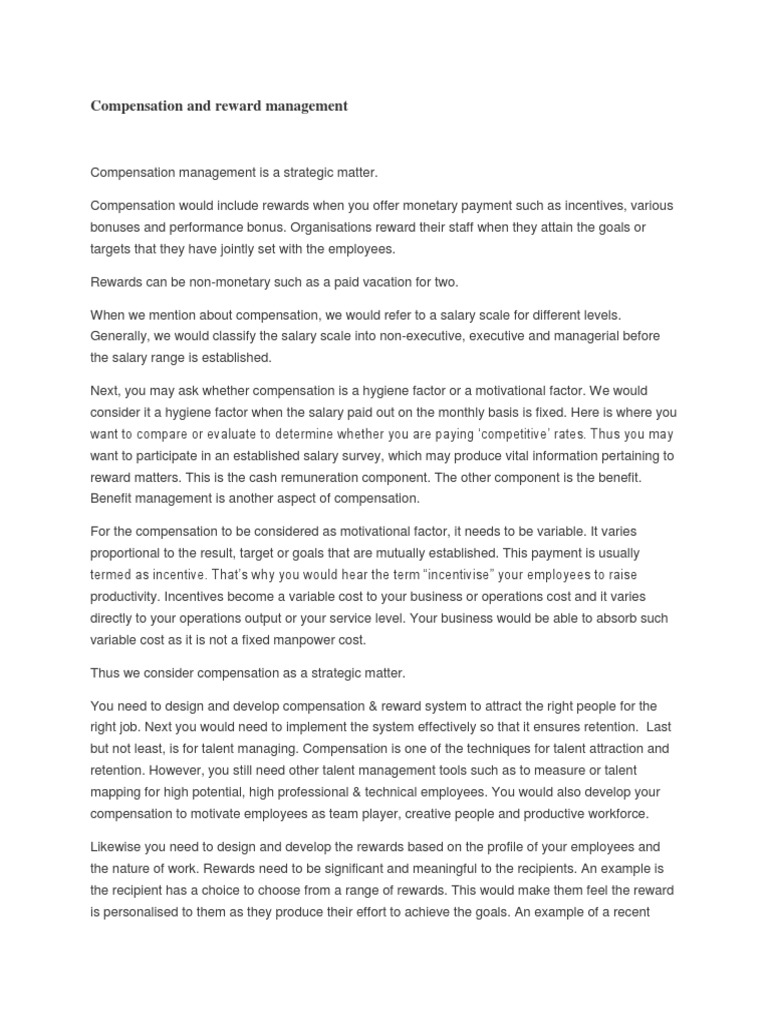 Compensation and Reward Management | PDF | Salary | Employee Benefits