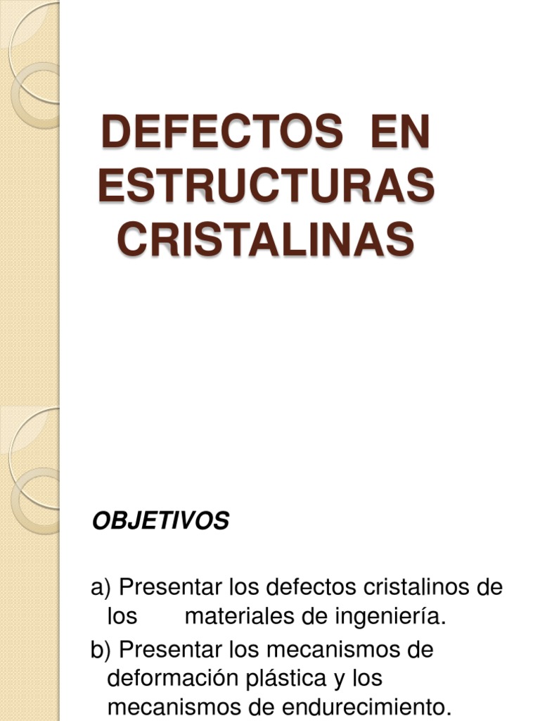 Defectos en Estructuras Cristalinas | PDF | Dislocación | Estructura ...