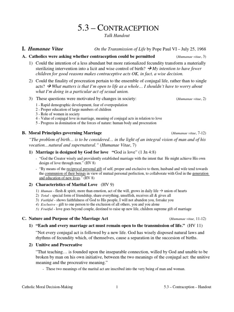 Catholic Teaching on Contraception | PDF | Birth Control | Combined ...