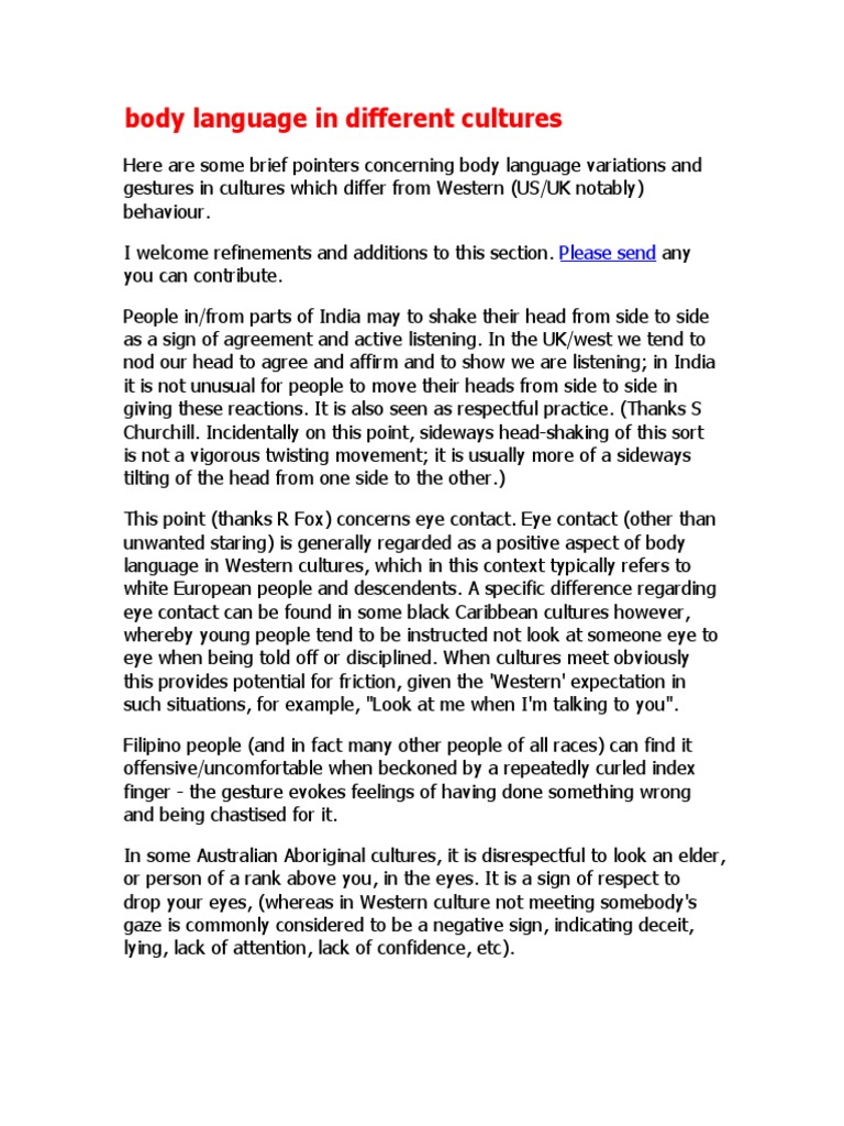 Body Language in Different Cultures | Body Language | Gesture