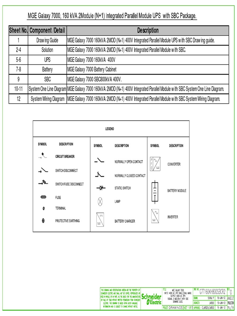 Sheet No. Component /detail Description | PDF | Electrical Wiring | Cable