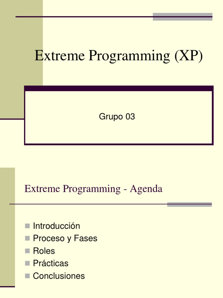 Extreme Programming (XP) : Grupo 03 | PDF | Software | Planificación