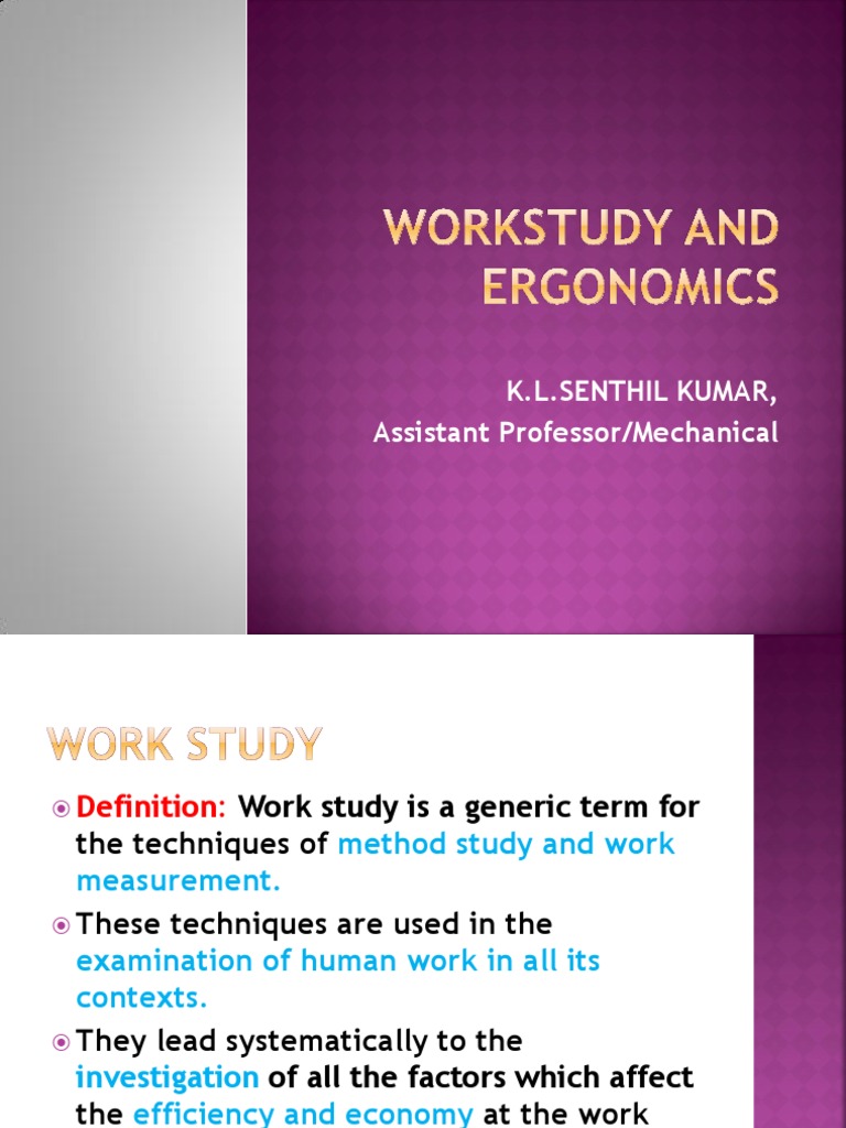 Workstudy and Ergonomics | PDF | Human Factors And Ergonomics | Industries