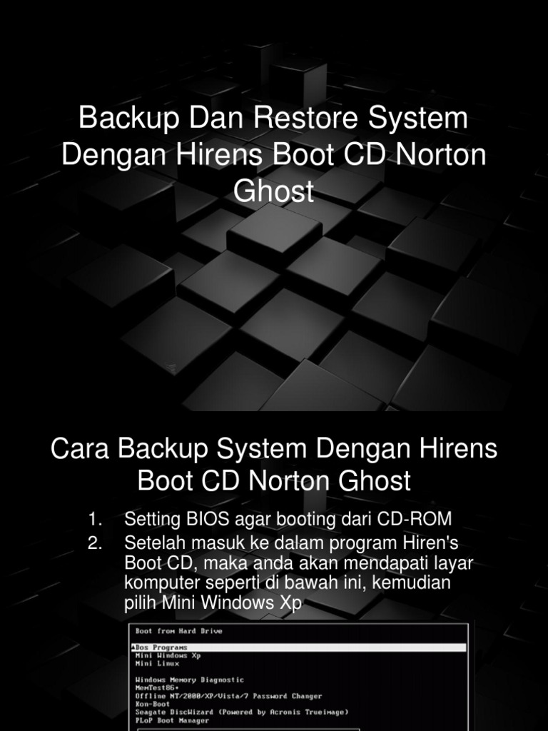 Backup Dan Restore System Dengan Hirens Boot CD | PDF | Bisnis | Game & Aktivitas
