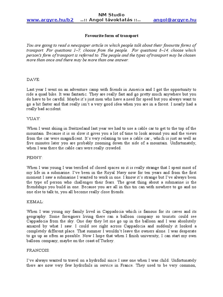 Favorite Forms of Transport: A Newspaper Article Featuring Interviews ...