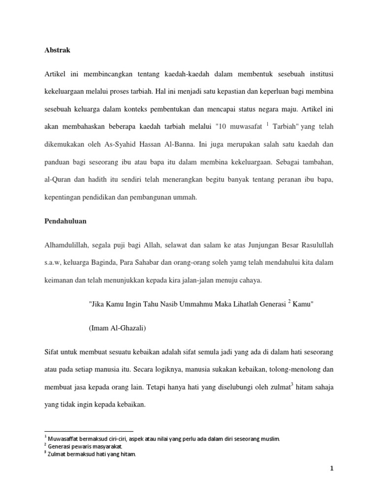 Kaedah Tarbiah Dalam Pembentukkan Sesebuah Institusi Kekeluargaan ...