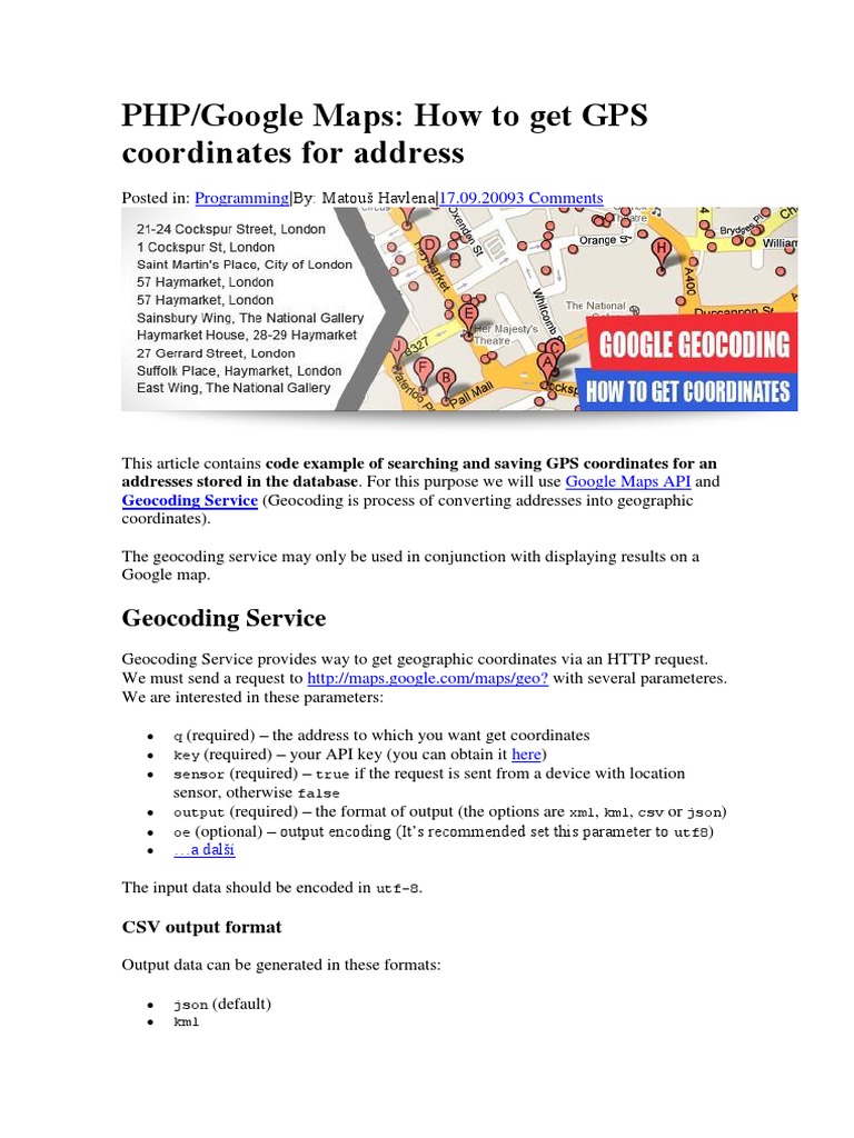 PHP - Google Maps - How To Get GPS Coordinates For Address | PDF | Json ...