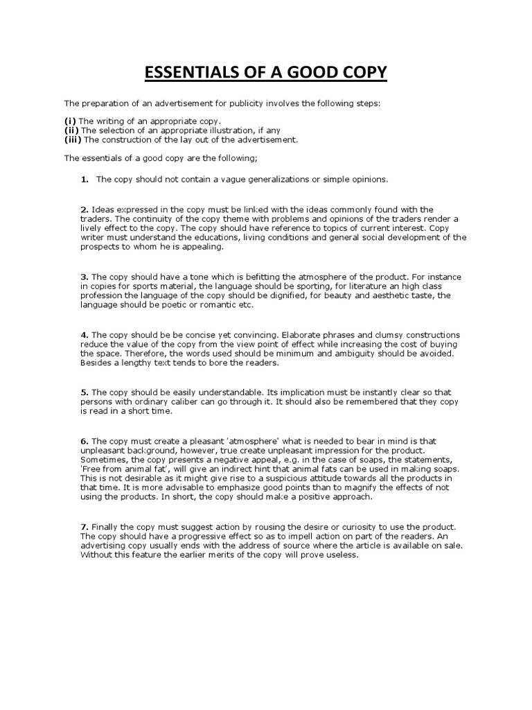 Essentials of A Good | PDF | Ambiguity | Advertising