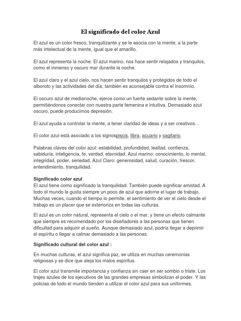 El Significado Del Color Azul | PDF | Color | Encendiendo