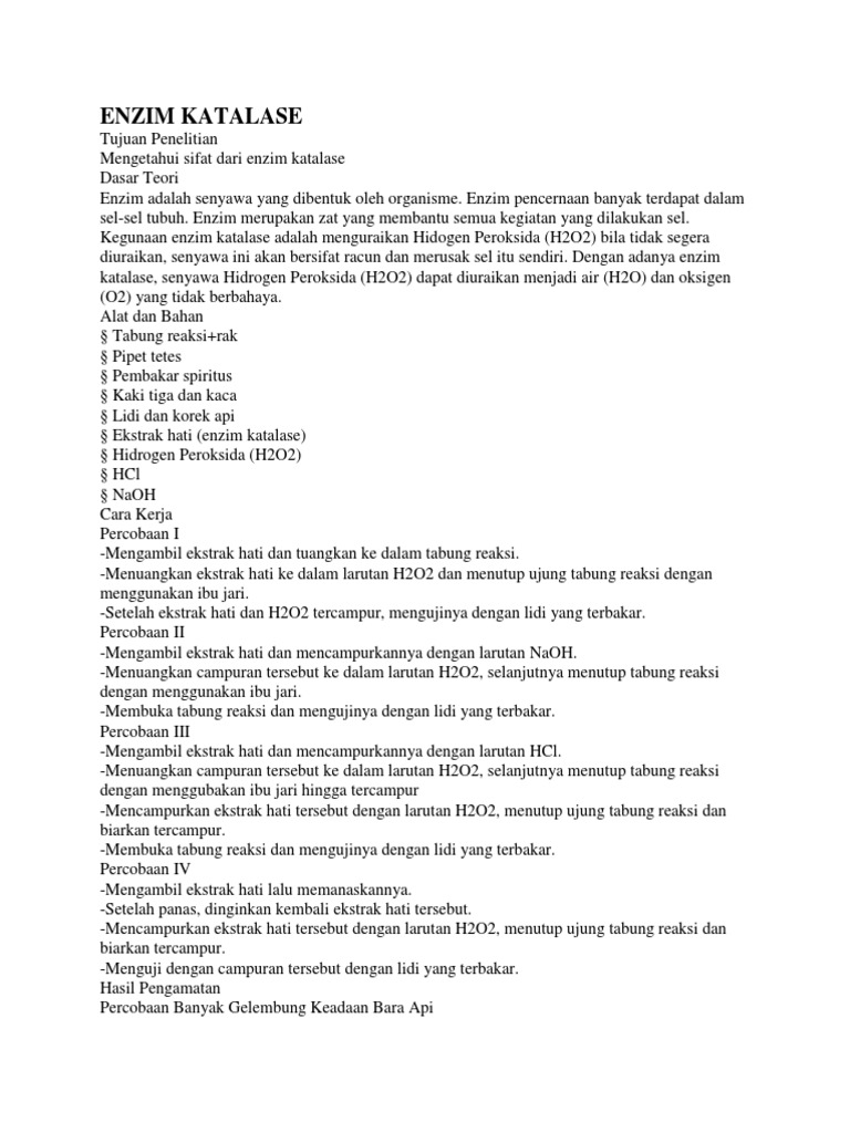 Enzim Katalase | PDF