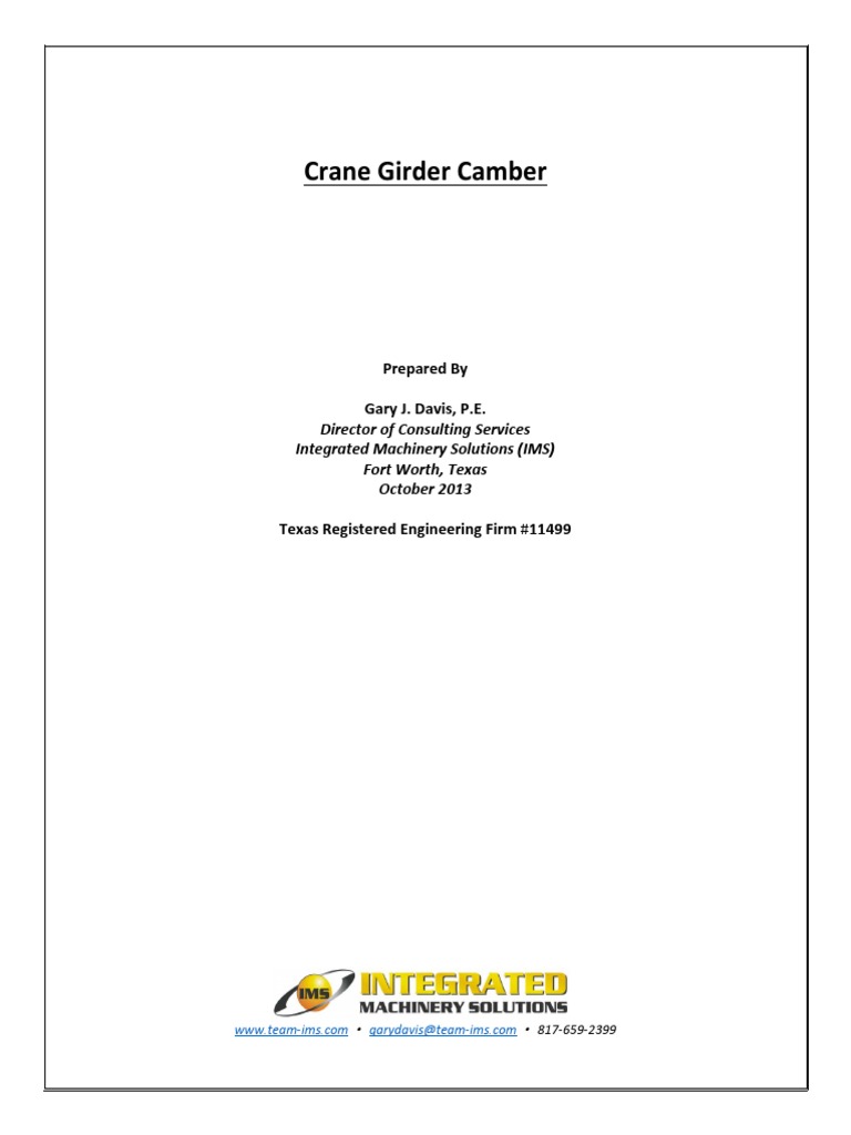 Crane Girder Camber | PDF | Yield (Engineering) | Strength Of Materials