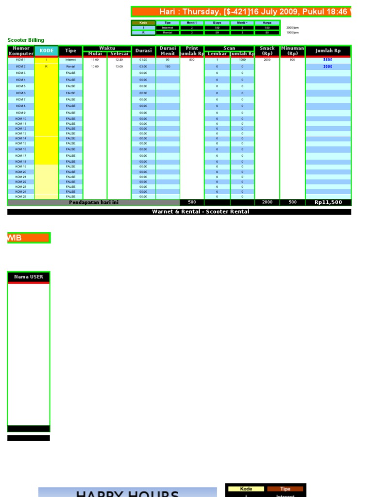 Billing Rental & Warnet | PDF