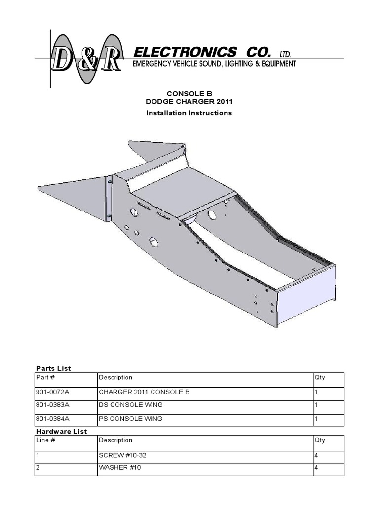 D&R 2011-2013 Dodge Charger Console | PDF | Hardware | Computing And ...