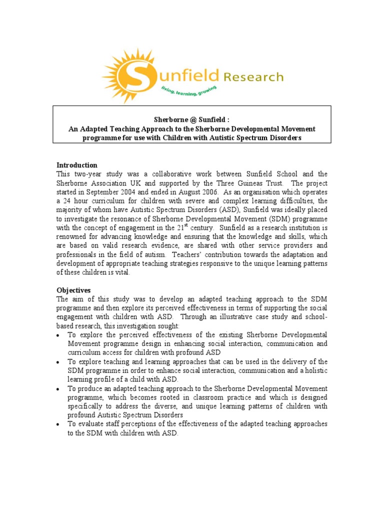 Adapted Sherborne Movement for ASD | PDF | Autism Spectrum | Autism