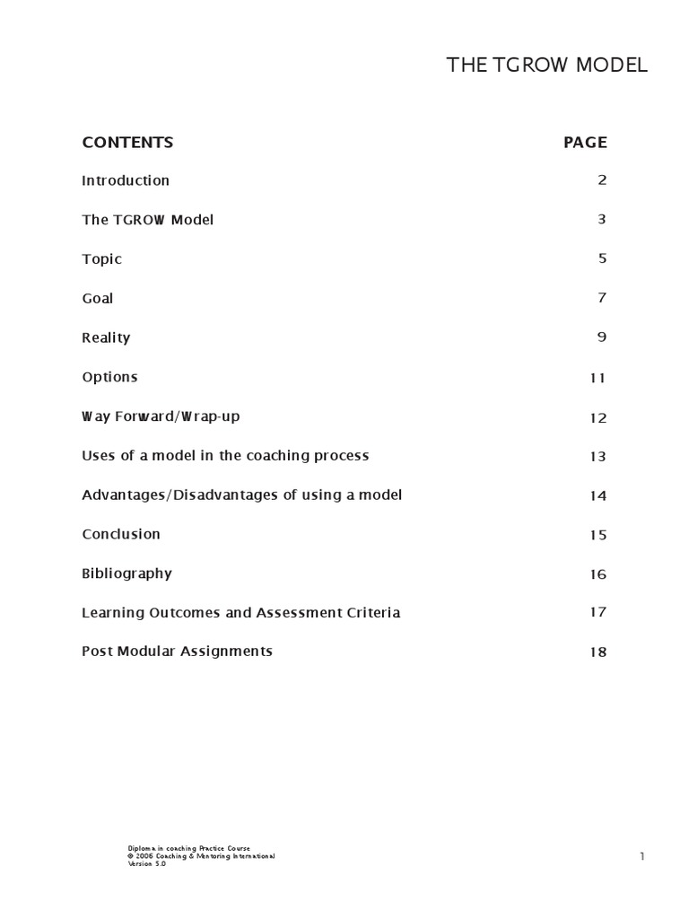 The Tgrow Model | PDF | Goal | Mentorship