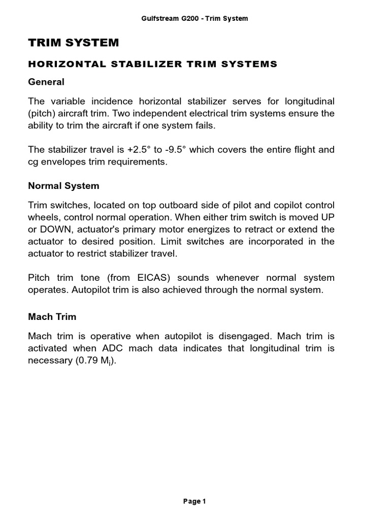 Trim System | Download Free PDF | Aircraft Flight Control System | Flap ...