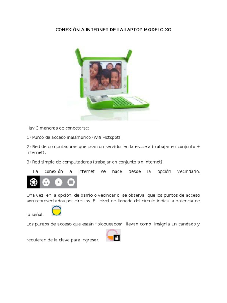 Conexión A Internet de La Laptop Xo | PDF | Punto de acceso inalámbrico | Internet