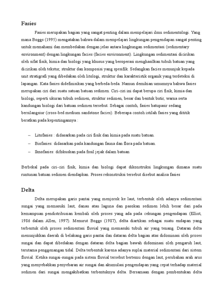 Klasifikasi Fasies Delta | PDF