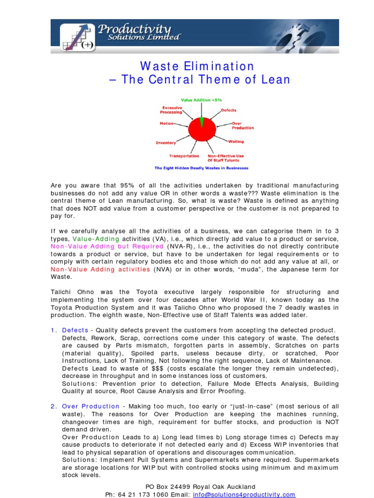 Waste Elimination | PDF | Lean Manufacturing | Inventory
