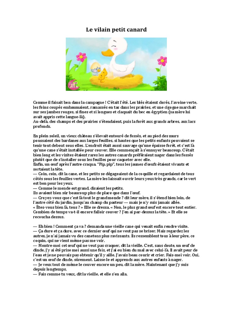 Histoire du Vilain Petit Canard | PDF | Chats | Oiseaux