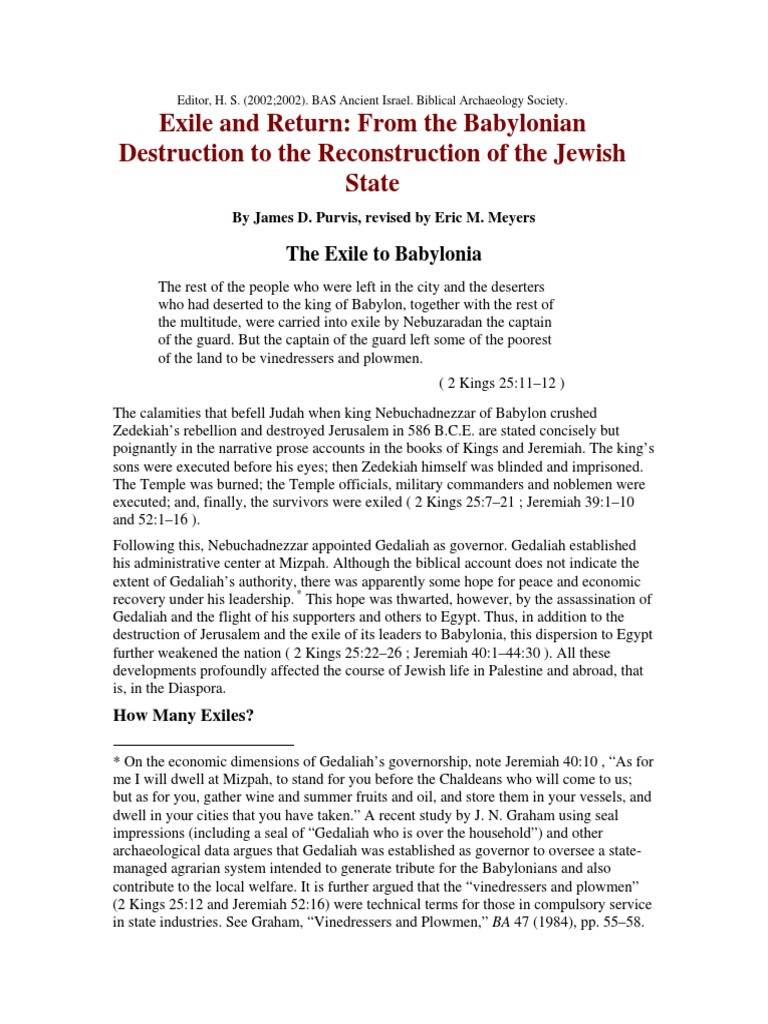 The Exile and Return: An Analysis of the Babylonian Exile of the Jews ...