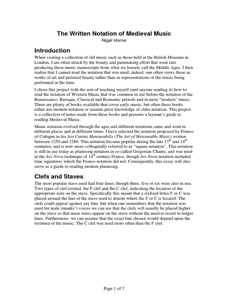 Reading Medieval Music Notation Guide | PDF