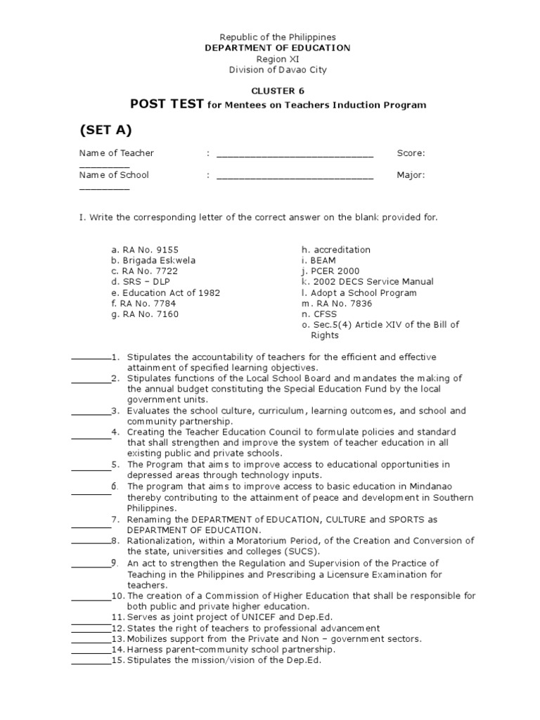 TIP Questionnaire | PDF | Teachers | Learning
