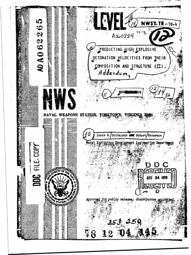 Predicting High Explosive Detonation Velocities Their Composition ...