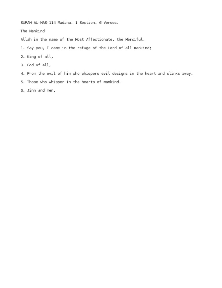114 Surah Al-Nas | PDF