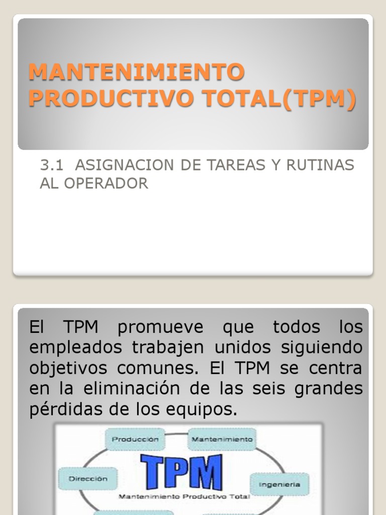Mantenimiento Productivo Total (TPM) | PDF