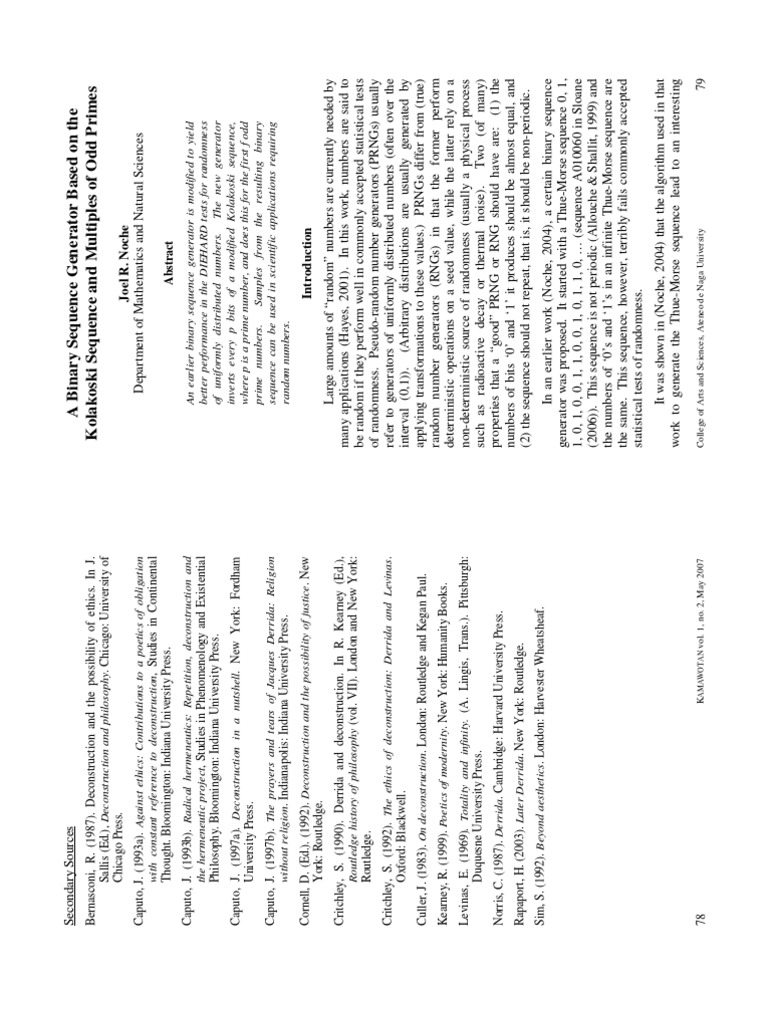 A Binary Sequence Generator Based On The Kolakoski Sequence and ...
