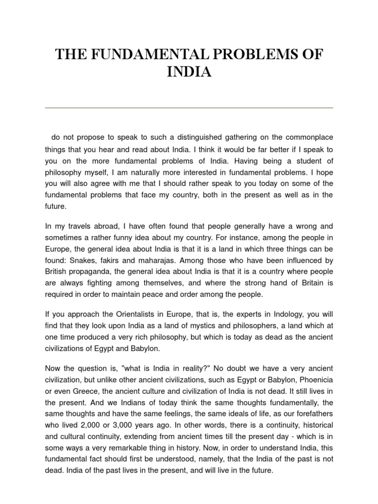 The Fundamental Problems of India | PDF | Mahatma Gandhi | Socialism