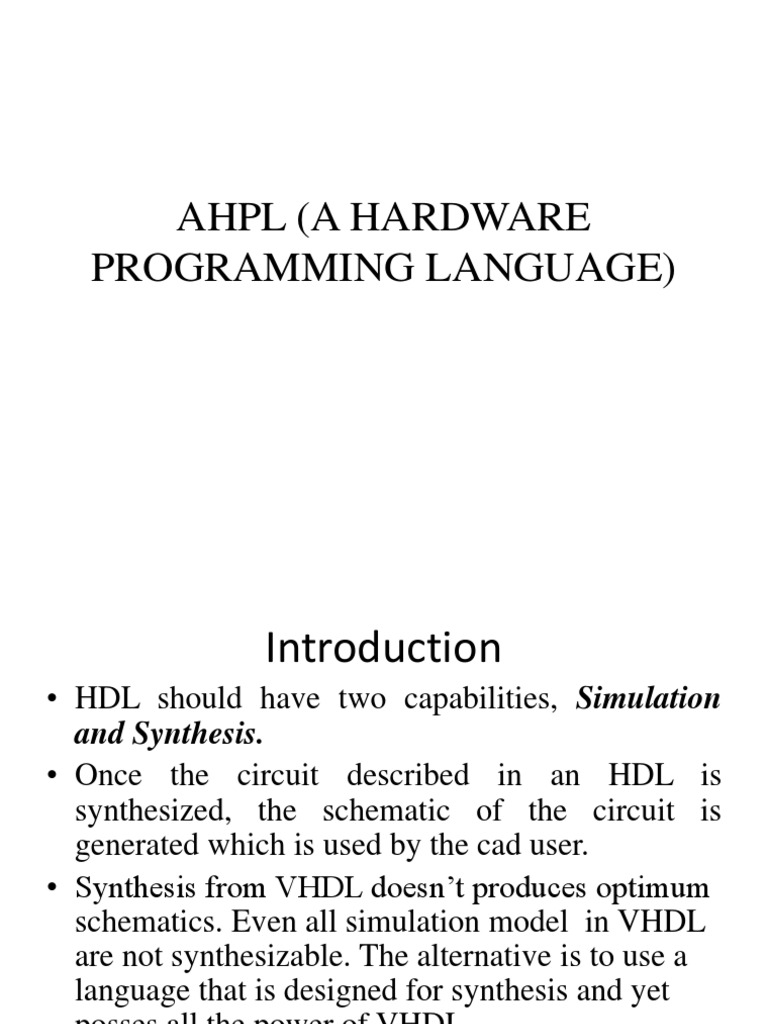 A Hardware Programming Language | PDF | Hardware Description Language ...