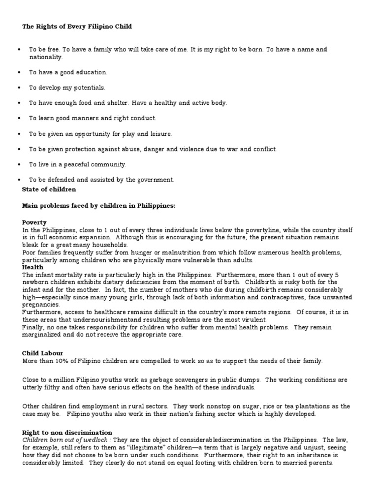 The Rights of Every Filipino Child | PDF | Juvenile Delinquency | Violence