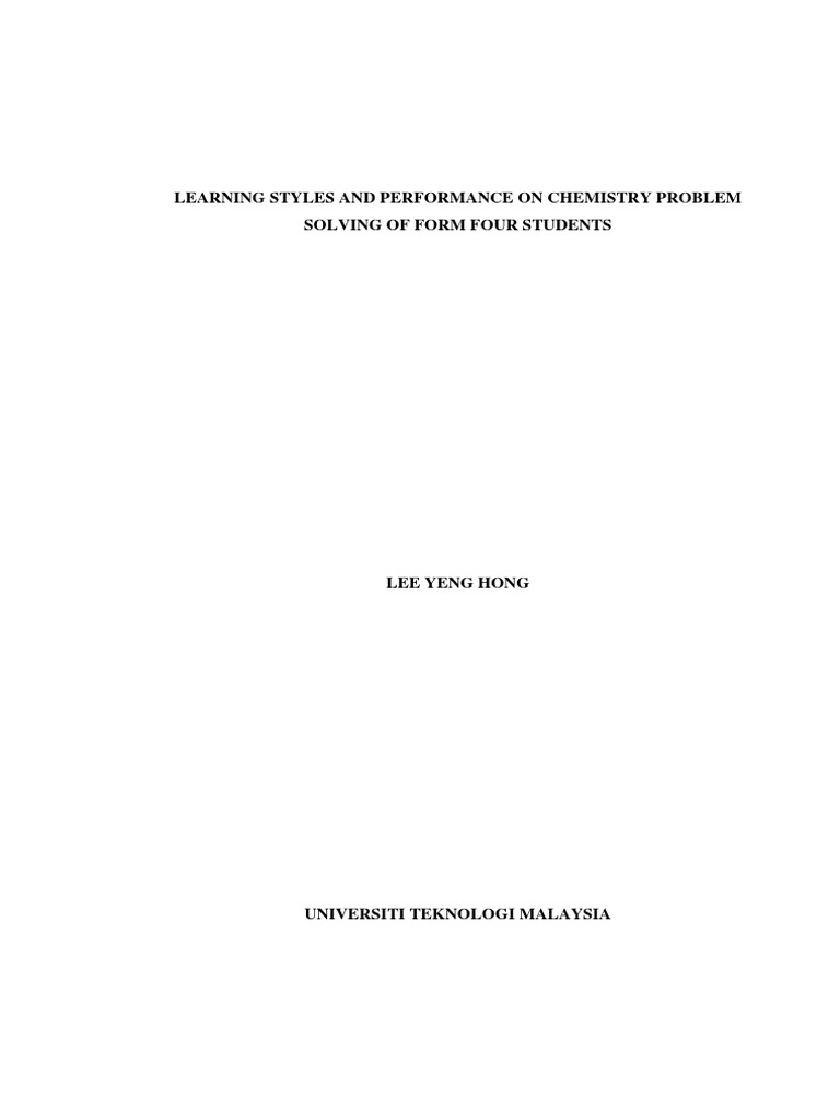 Thesis Learning Style | PDF