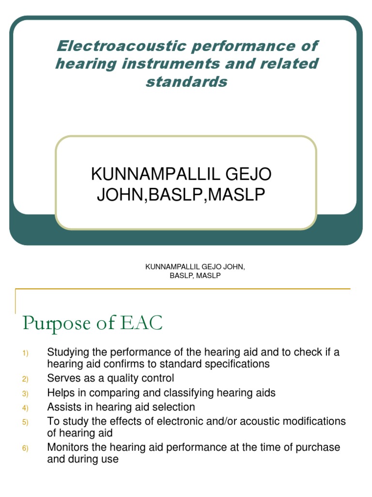 Electroacoustic Testing of Hearing Aids | PDF | Microphone | Sound