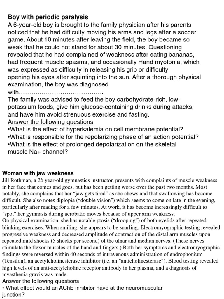 Physio Lab Cases | PDF | Neuromuscular Junction | Medical Specialties