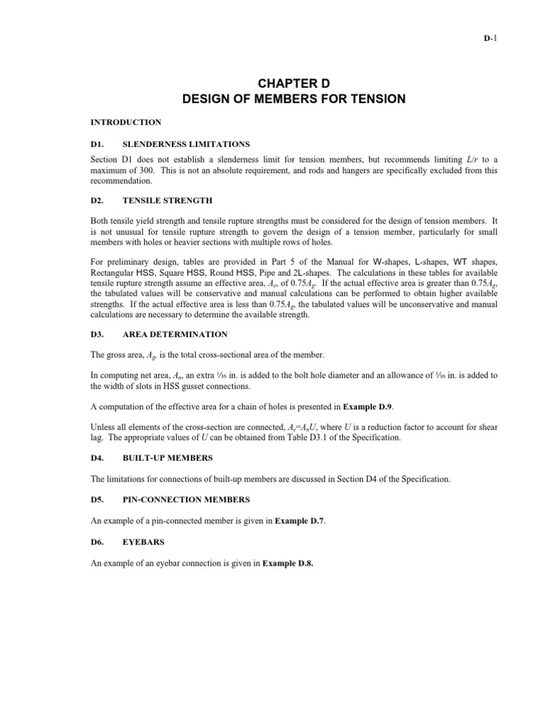 Design of Tension Members: Examples Analyzing Slenderness, Strength ...