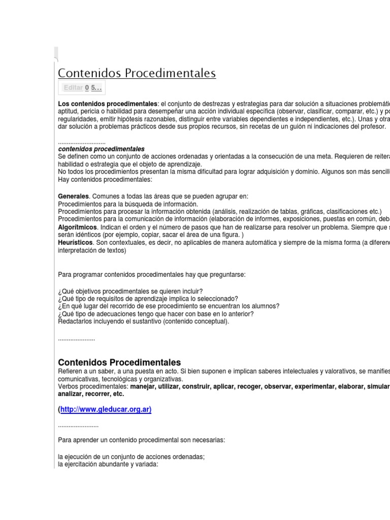 Contenidos Procedimentales