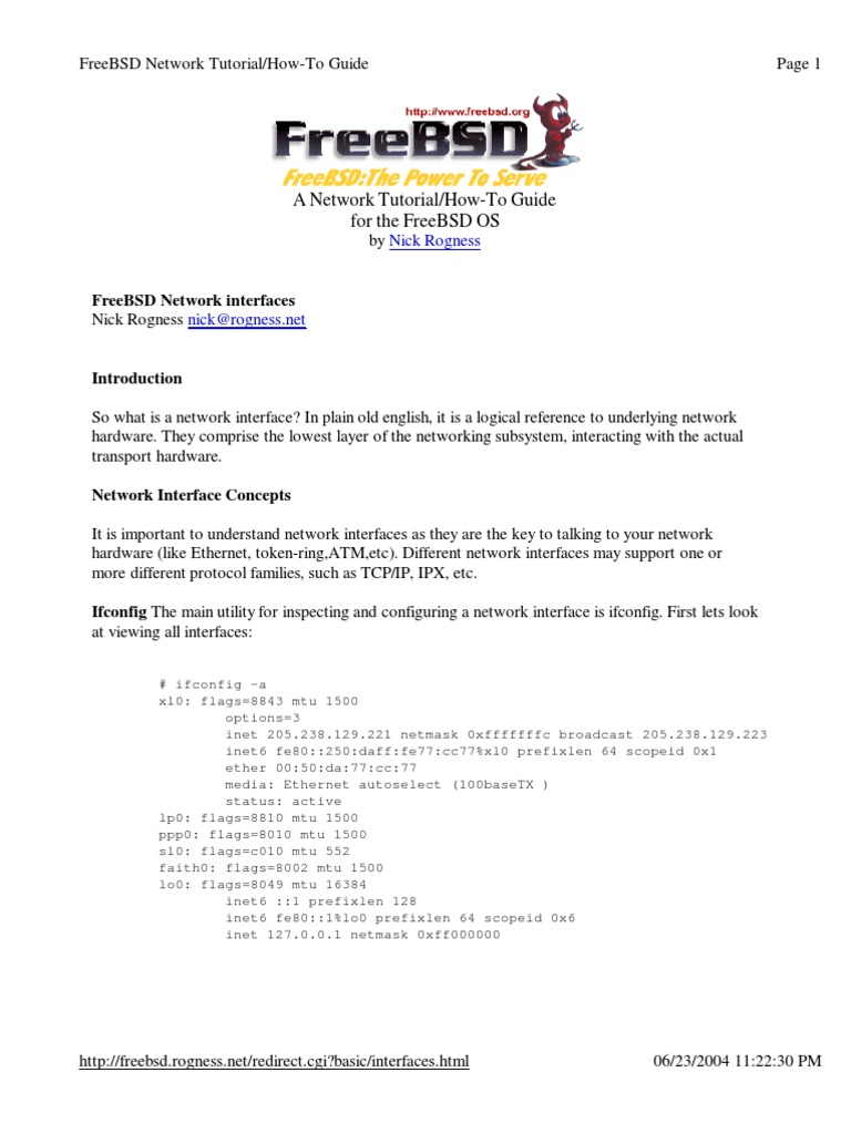 A Network Tutorial/How-To Guide For The Freebsd Os: Nick Rogness | Download Free PDF | Network ...