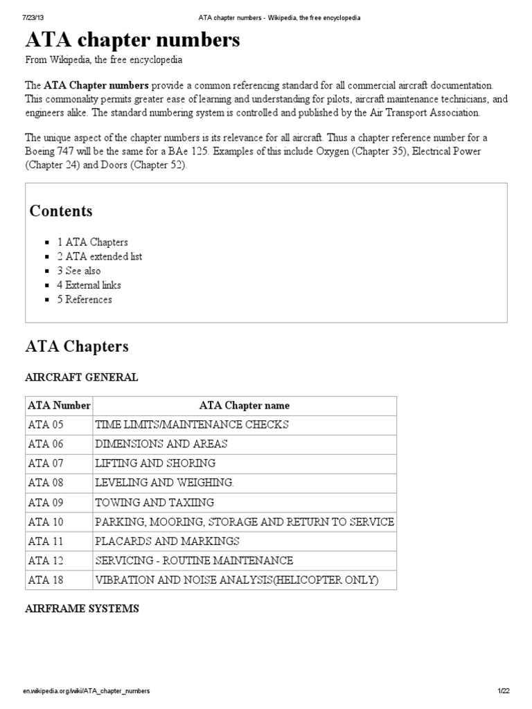 ATA Chapter Numbers | PDF | Turbine | Aircraft